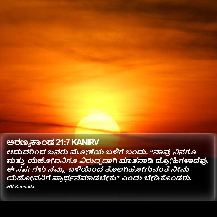 ಅರಣ್ಯಕಾಂಡ 21:7 KANIRV - ಆದುದರಿಂದ ಜನರು